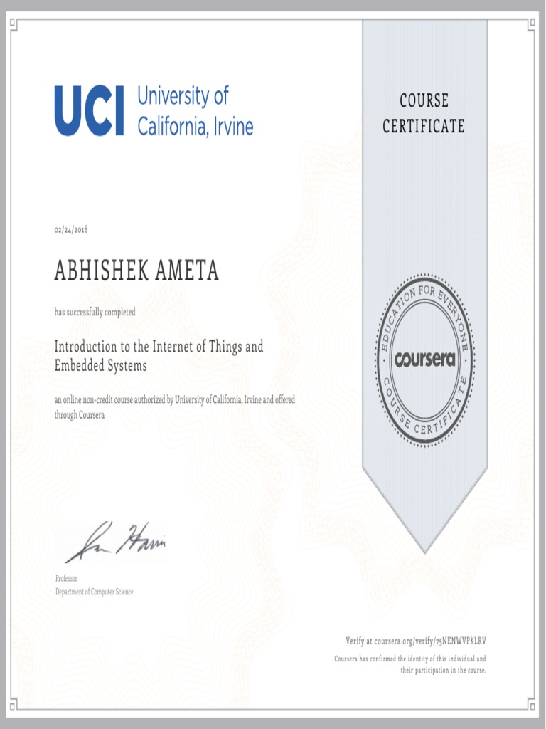 Abhishek Ameta: Course Certificate | PDF | Areas Of Computer Science ...