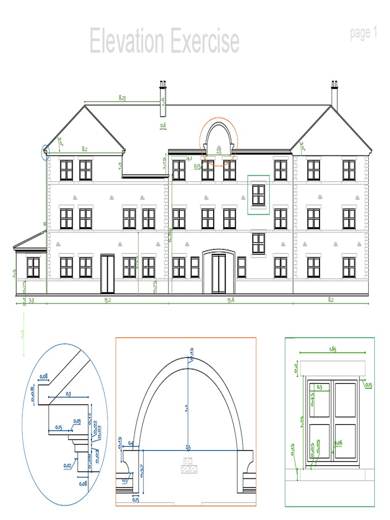 Autocad Exercises - House Elevation | PDF