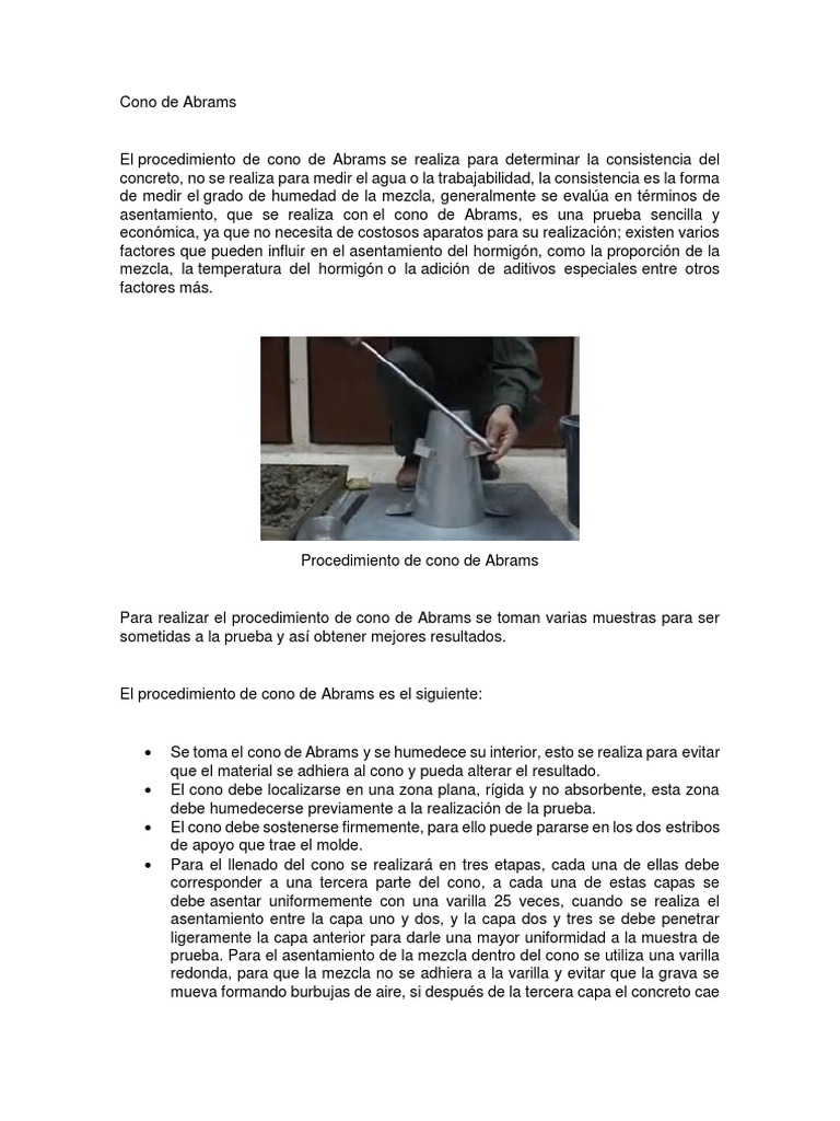 Cono de Abrams | PDF | Hormigón | Física Aplicada e Interdisciplinaria