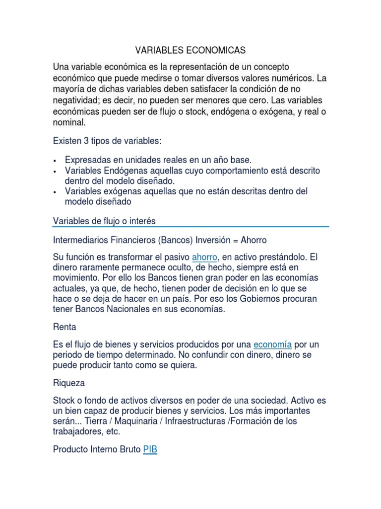 Variables Economicas y Tipos de Mercado | PDF | Monopolio | Balance de pagos