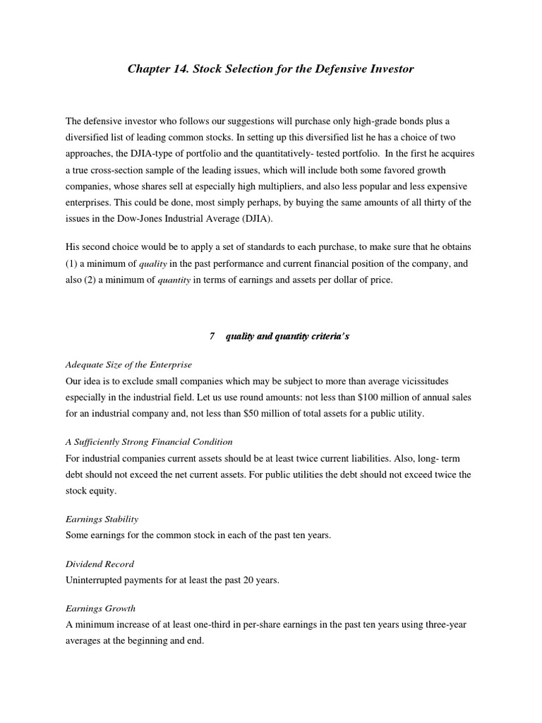 Summary The Intelligent Investor | Download Free PDF | Stocks | Investor