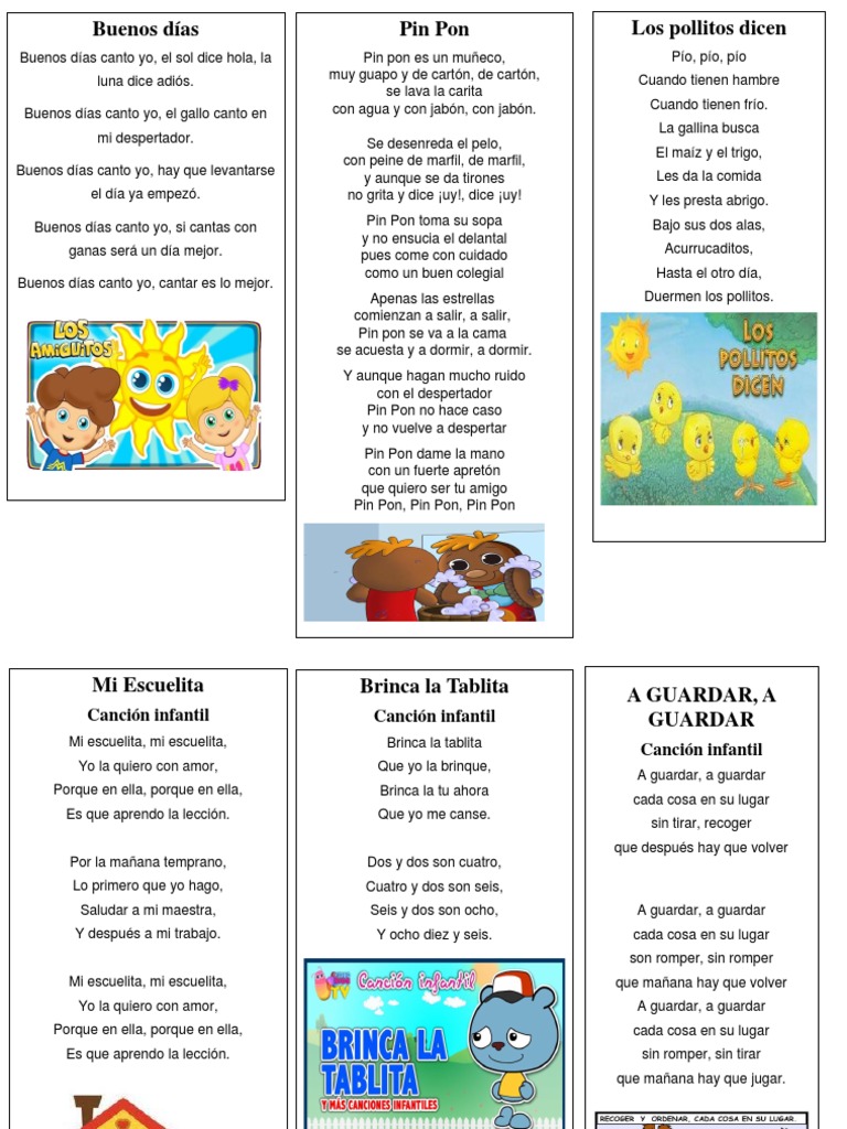 Canciones Infantiles para Ordenar | PDF