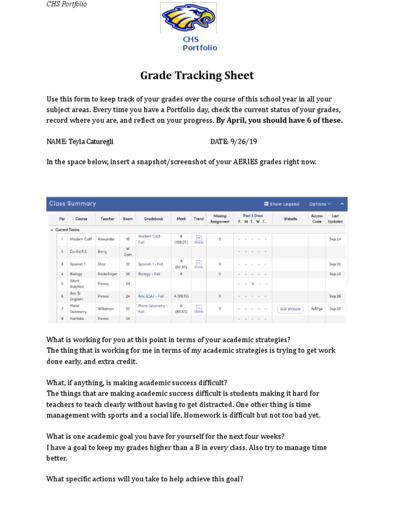 9 26 19 Grade Tracking Sheet