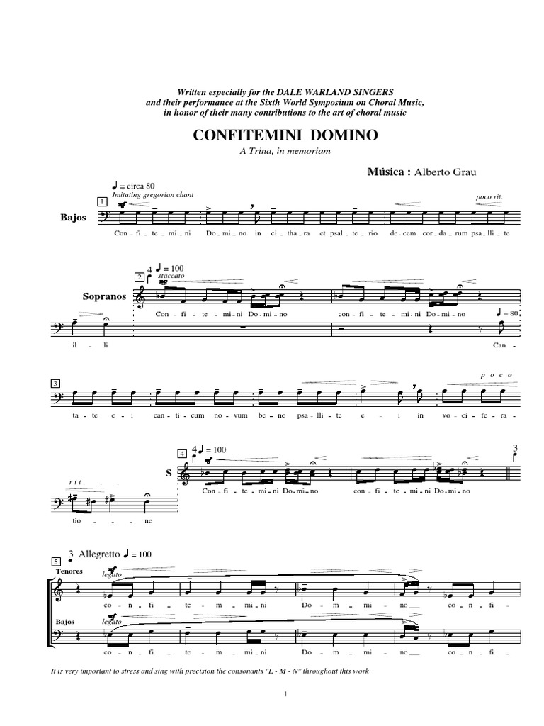 Confitemini Domino Pdf Notación Musical Composiciones Musicales