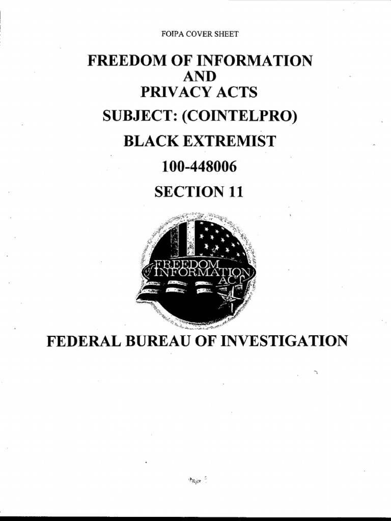 FOIPA Cover Sheet: COINTELPRO BPP | PDF | Black Panther Party ...