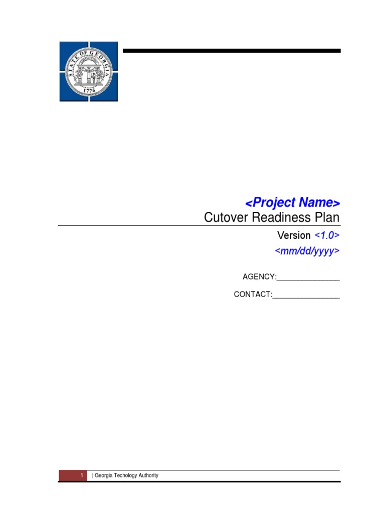 Cutover Readiness Plan Template | PDF | Business Process | Emergency ...