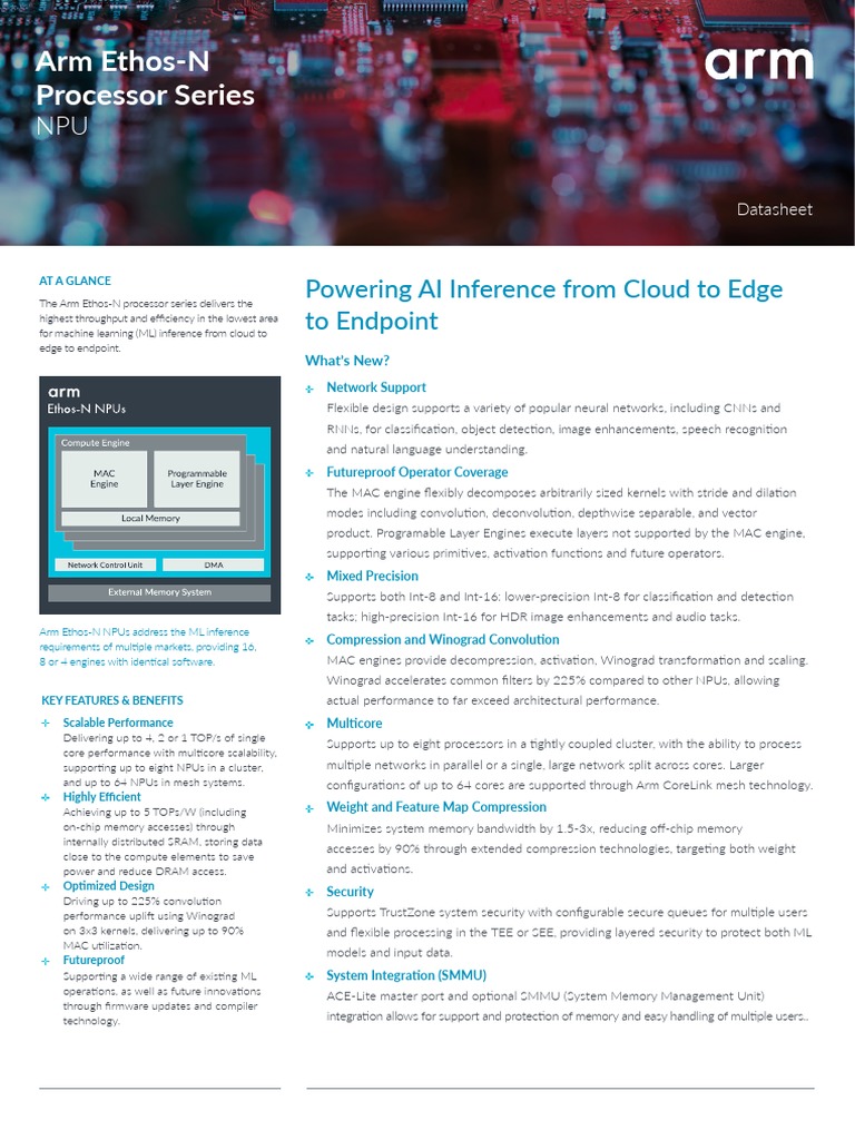 Arm Ethos N Data Sheet | PDF | Arm Architecture | Multi Core Processor