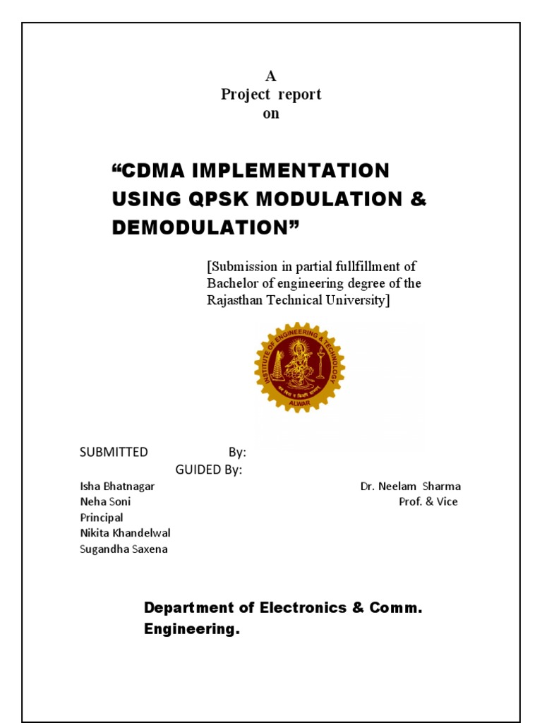 "Cdma Implementation Using QPSK Modulation & Demodulation": A Project Report On | PDF ...