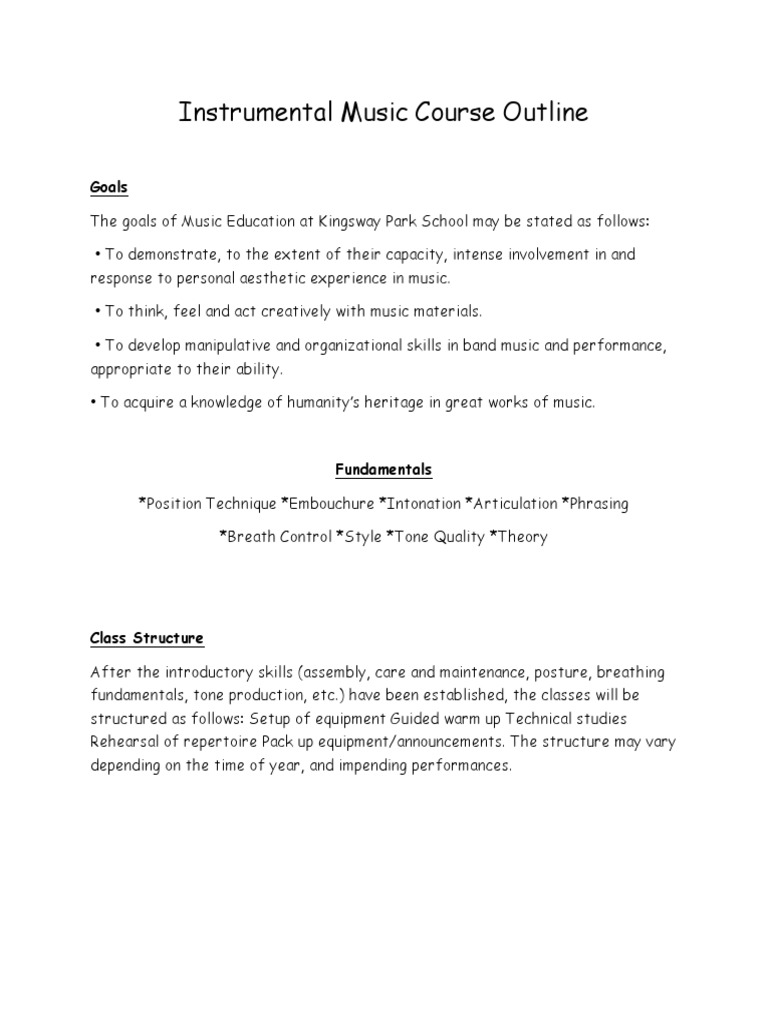 Band Outline | PDF | Music Education | Performing Arts