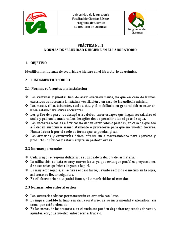 Normas De Seguridad En El Laboratorio De Ciencias