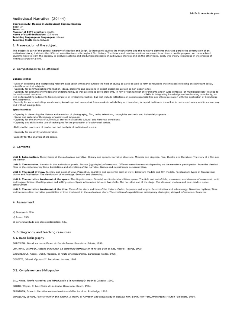 UPF - Audiovisual Narrative | PDF | Narrative | Knowledge