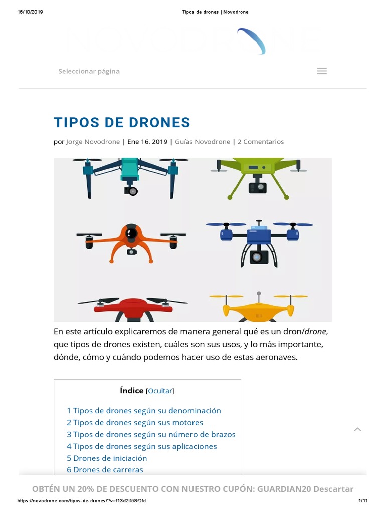 Tipos de Drones - Novodrone | PDF | Vehículo aéreo no tripulado | Aviación