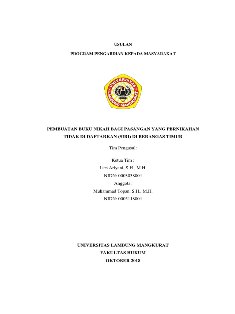 Proposal-Pembuatan Buku Nikah-Ibu Lies & Pa Topan | PDF