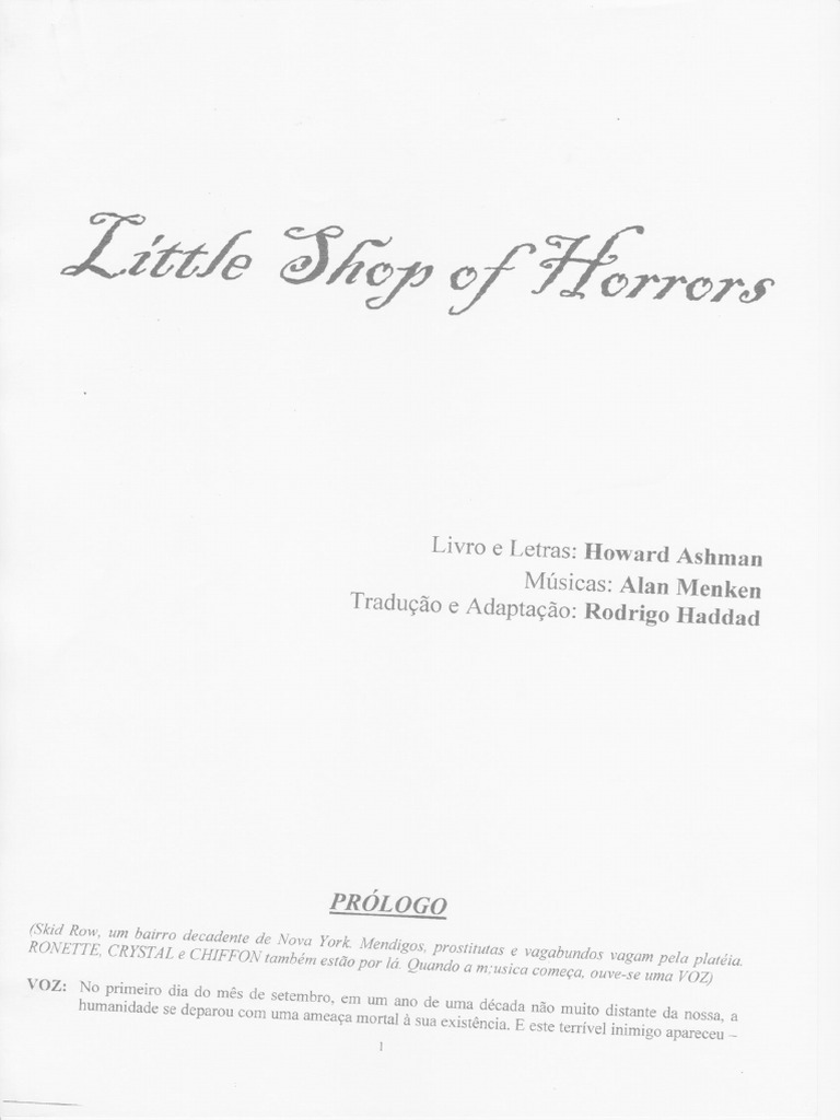 Little Shop of Horrors Libretoo | PDF