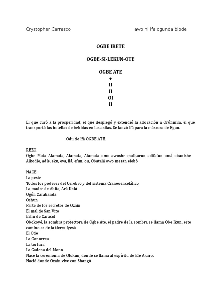 029 Ogbe Ate | PDF | Religión y creencia | Naturaleza