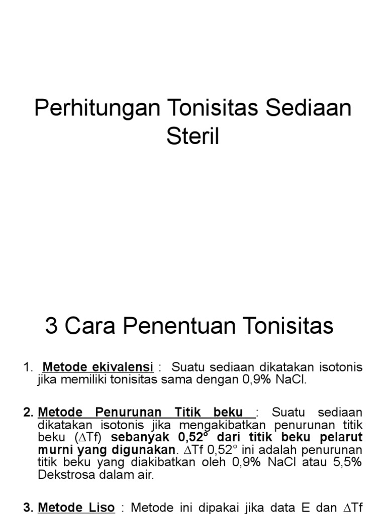 Perhitungan Tonisitas Sediaan Steril | PDF