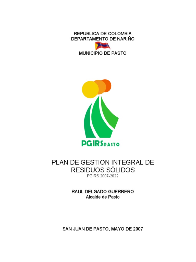 Pgirs Pasto | PDF | Residuos | Gestión de residuos