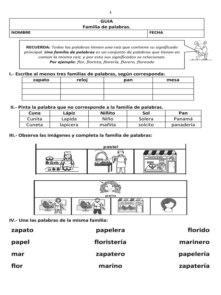 Hoja De Trabajo De La Familia De Palabras Og Fun And Games Templates