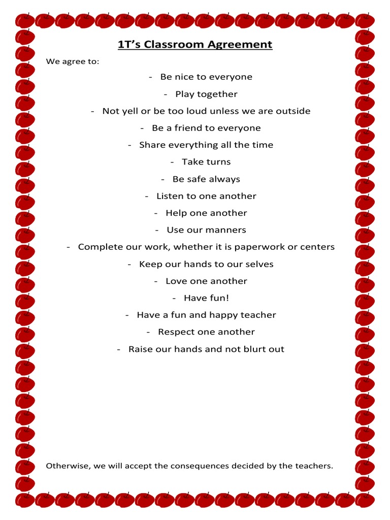Classroom Agreement | PDF | Wellness