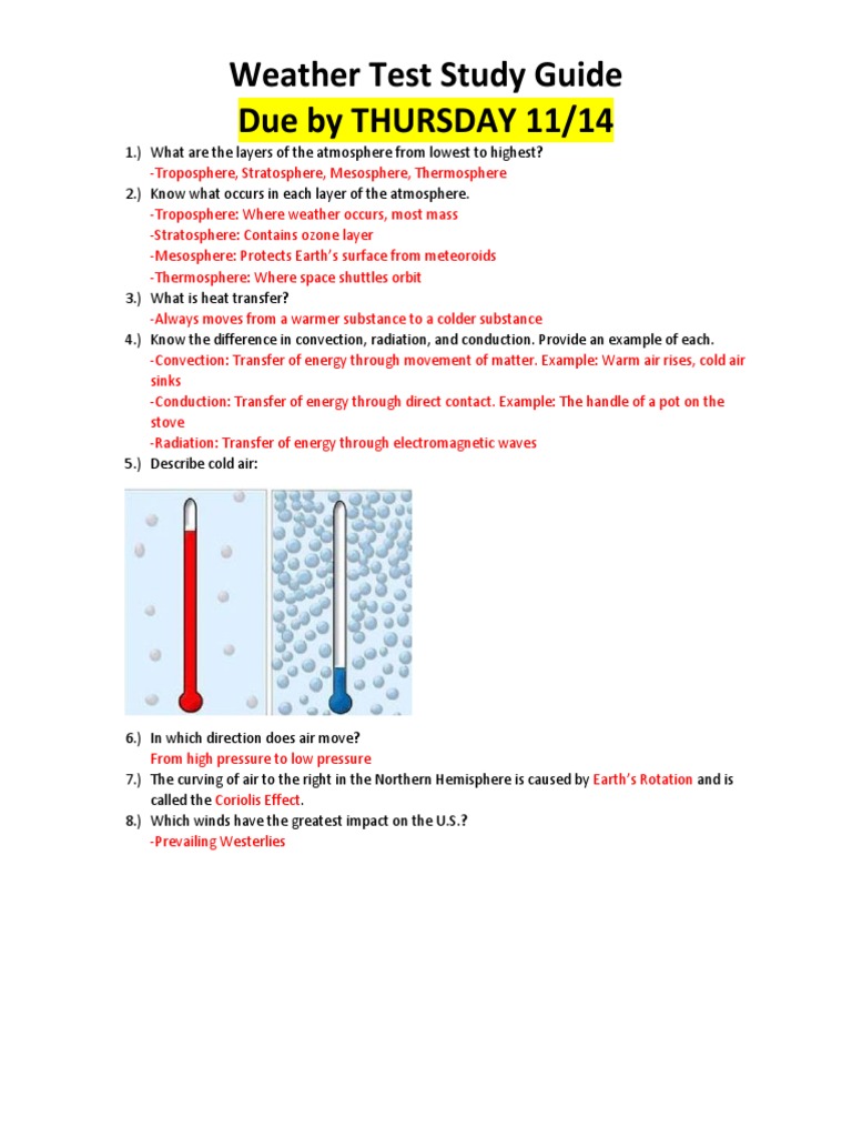 Weather Study Guide Answer Key | PDF | Atmosphere Of Earth | Oceanography