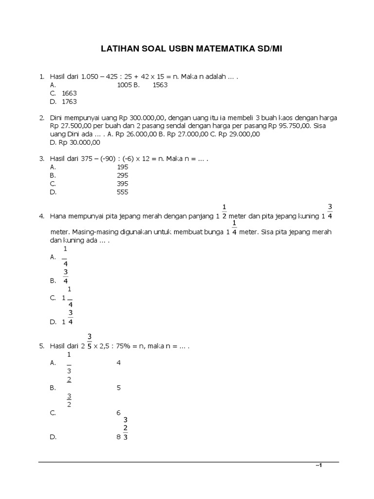Latihan Usbn 2 Matematika | PDF