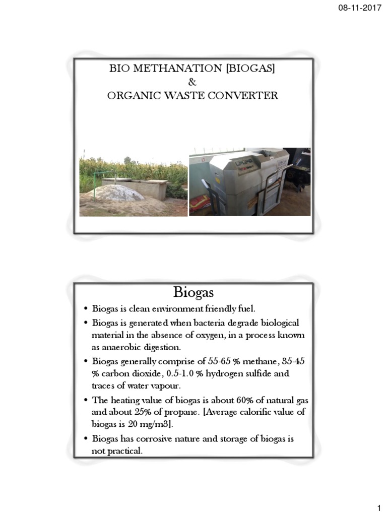 Bio Methanation and Organic Waste Converter PDF | PDF | Biogas ...