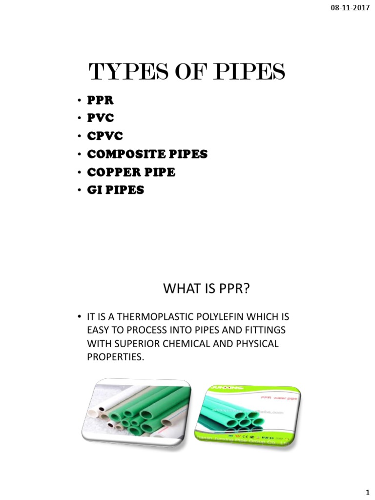 Types of Pipes | PDF | Pipe (Fluid Conveyance) | Valve