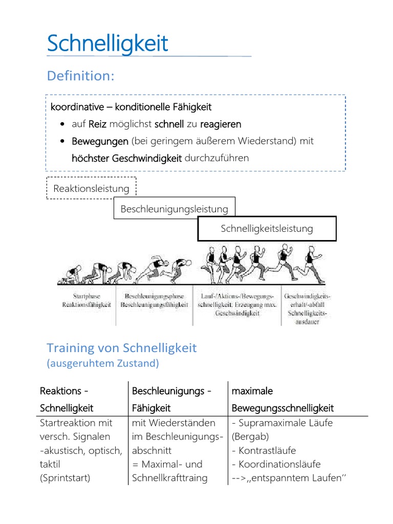 Schnelligkeit Handout | PDF