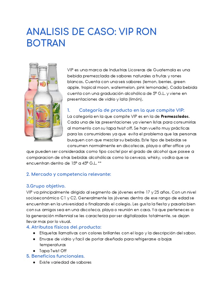 Analisis de RON BOTRAN VIP | PDF | Bebidas alcohólicas | Bebida