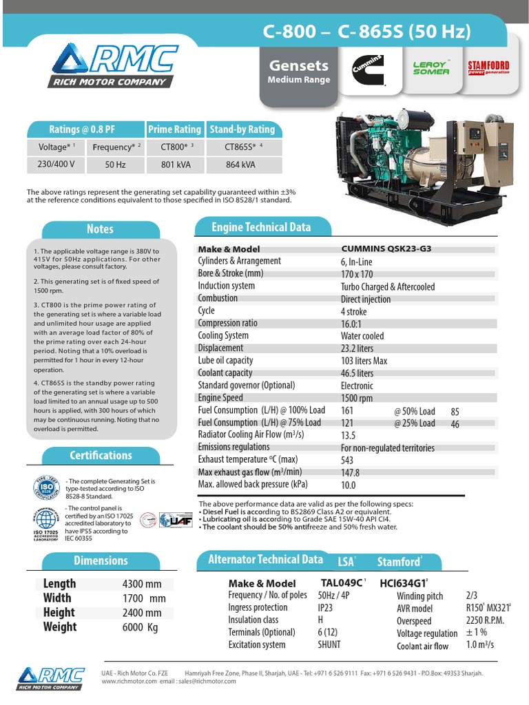 CT800-CT865S (50 HZ) | PDF | Engines | Mechanical Engineering