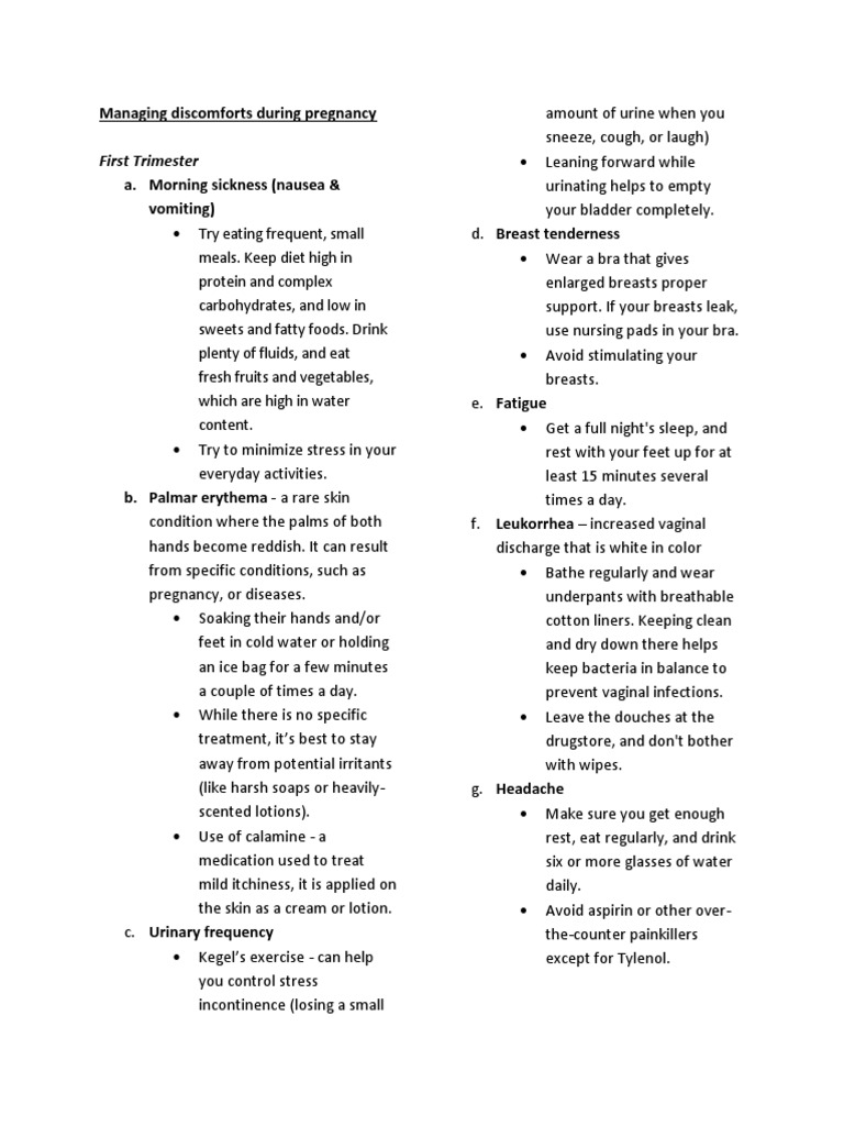 Managing Discomforts During Pregnancy | PDF | Pregnancy | Hemorrhoid