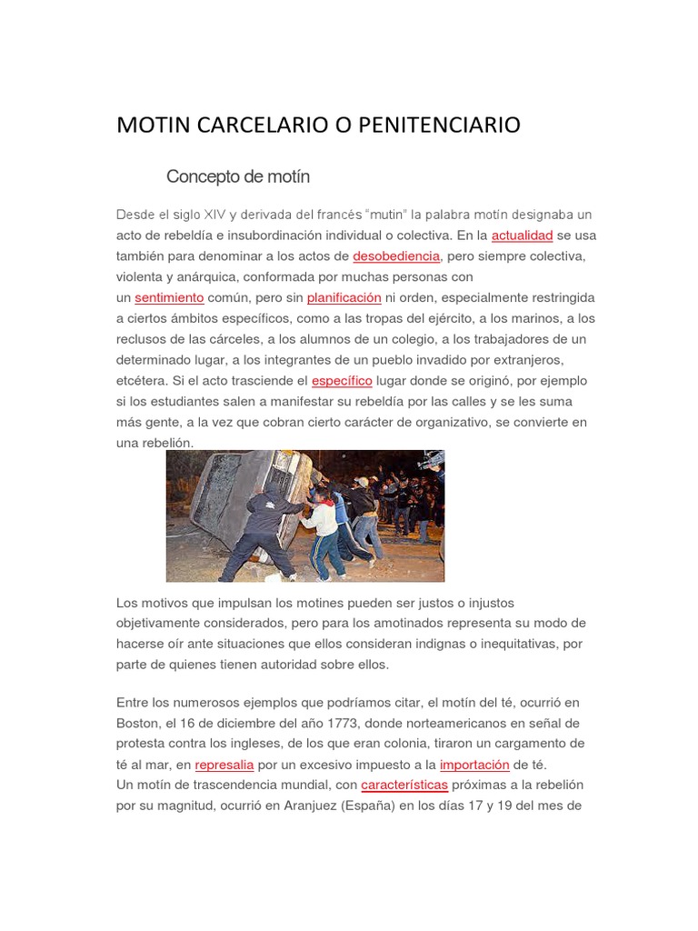 Definición de motín carcelario | PDF | Prisión | Motín