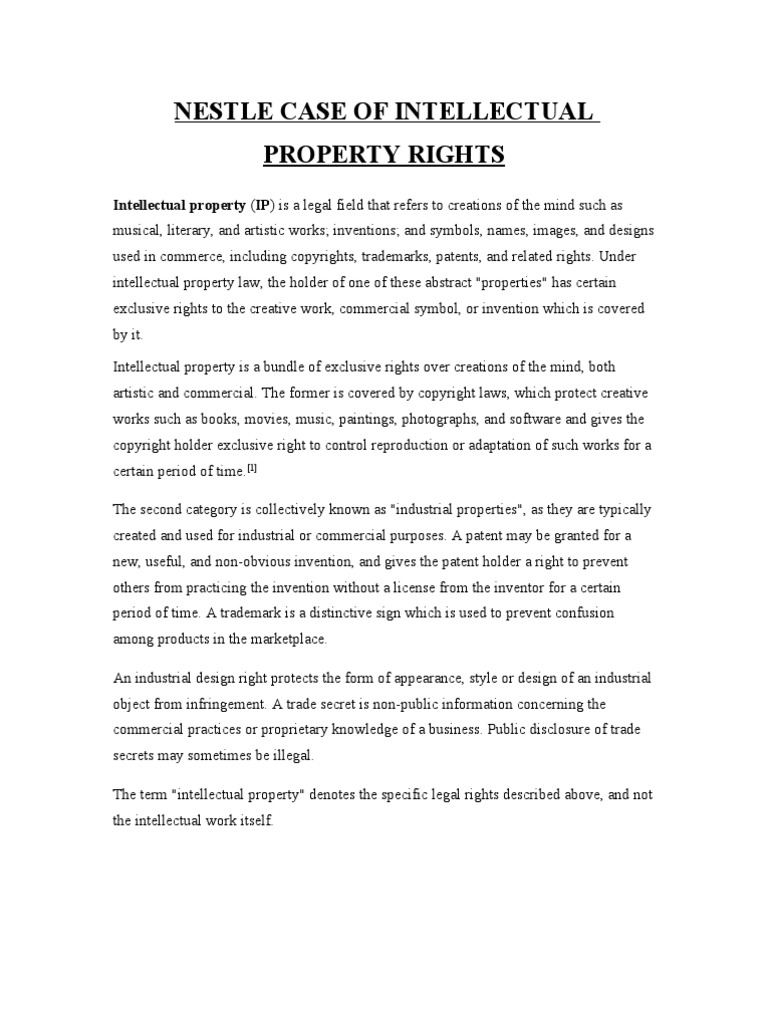 IPR Case | Download Free PDF | Nestlé | Intellectual Property