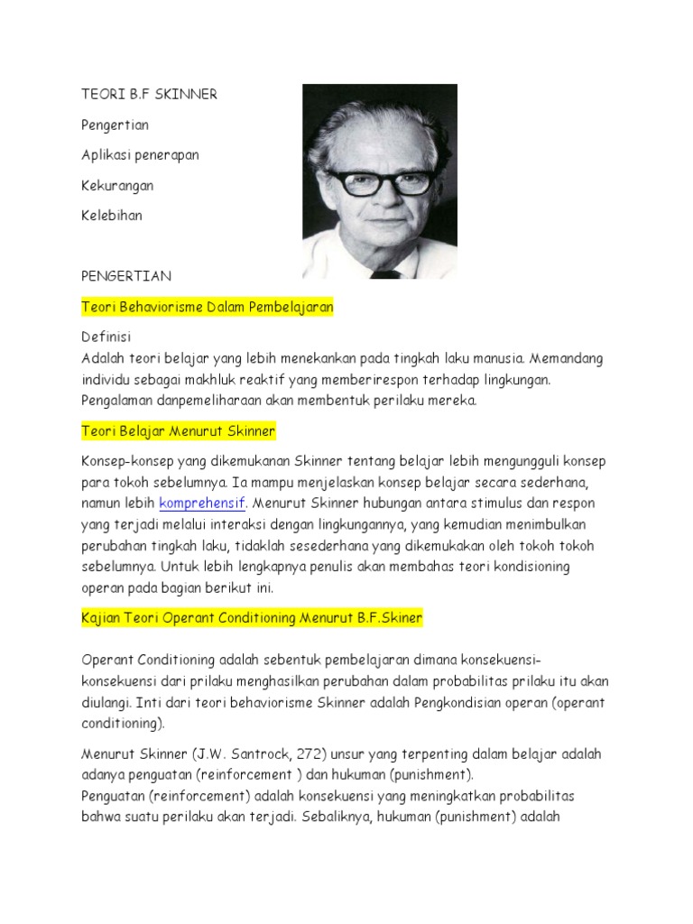 Teori Behaviorisme B.F. Skinner | PDF
