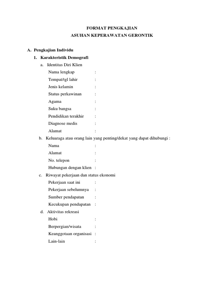 Format Pengkajian Gerontik Fix | PDF