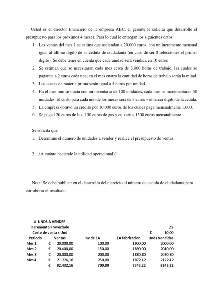 Caso Practico 2 | PDF | Presupuesto | Economias