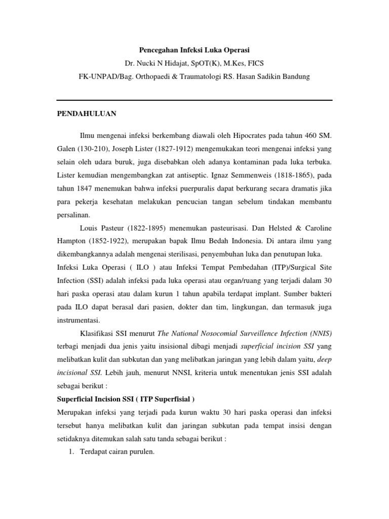 Pencegahan Infeksi Luka Operasi | PDF