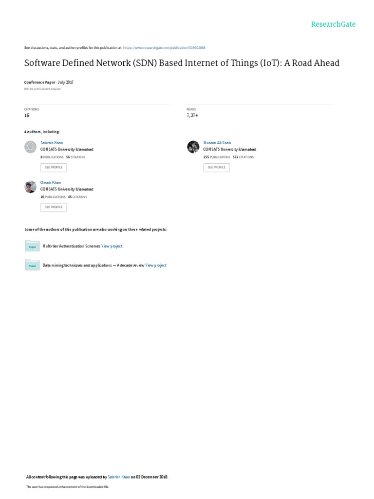 Software Defined Network (SDN) Based Internet of Things (Iot) : A Road ...