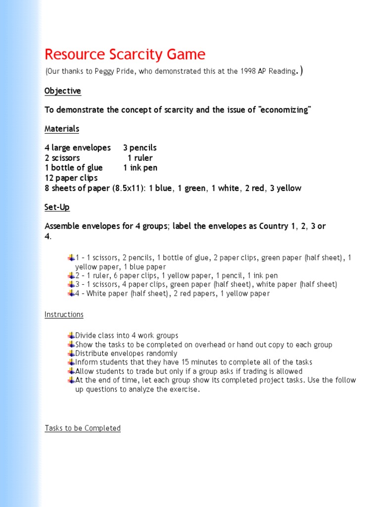 Scarcity Game | PDF | Trade Off | Cognition