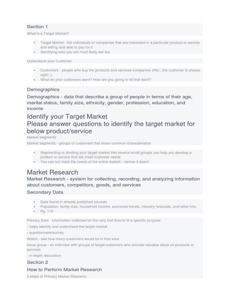 Section 1 What Is A Target Market | PDF | Market Segmentation ...