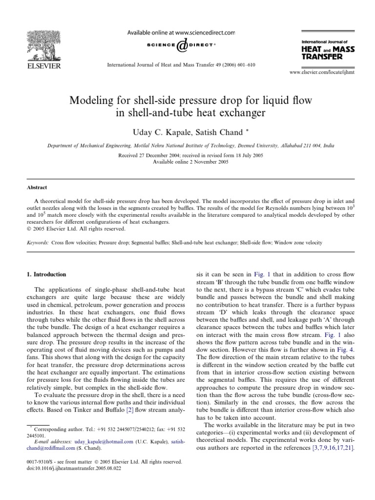 Shell-Side Pressure Drop Modeling | PDF | Reynolds Number | Heat Exchanger