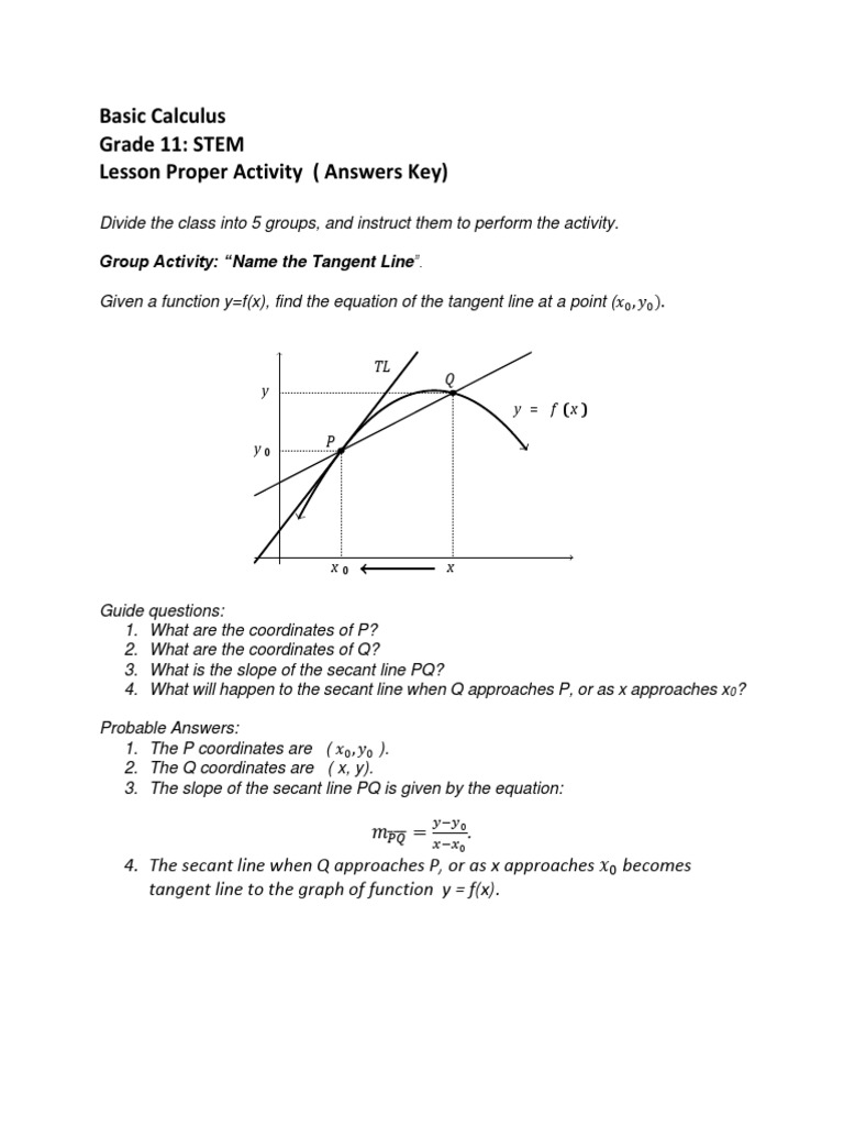 Basic Calculus Learning Package Motivational Activity | PDF | Slope ...