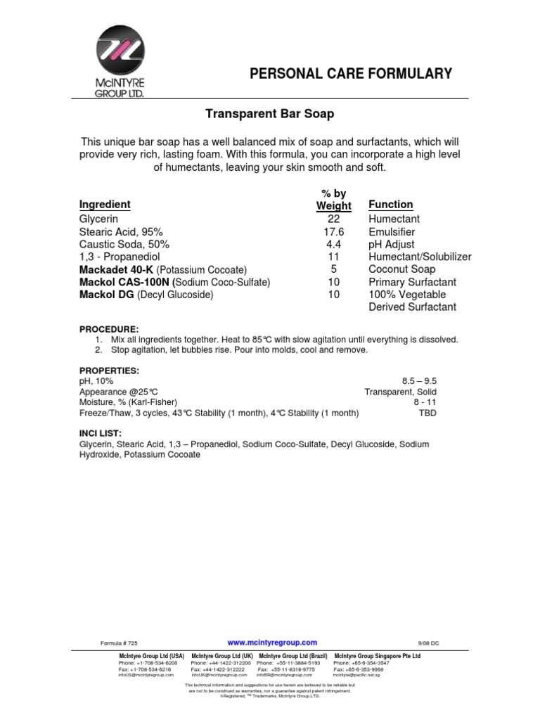 725-Transparent Bar Soap | PDF | Soap | Sodium Hydroxide