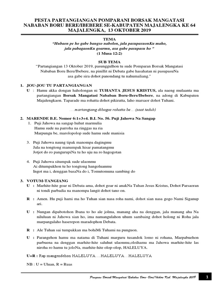 Pesta Partangiangan Borsak Nababan 2019 | PDF