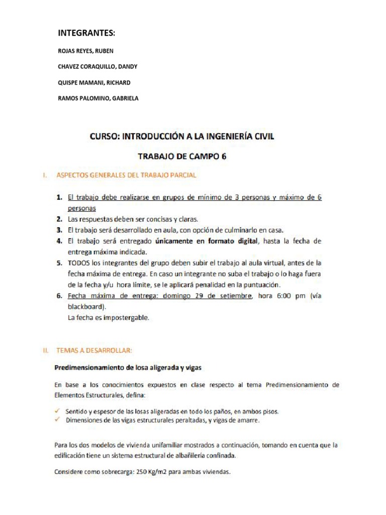 Trabajo de Campo 6 Introduccion A La Ing Civil | PDF