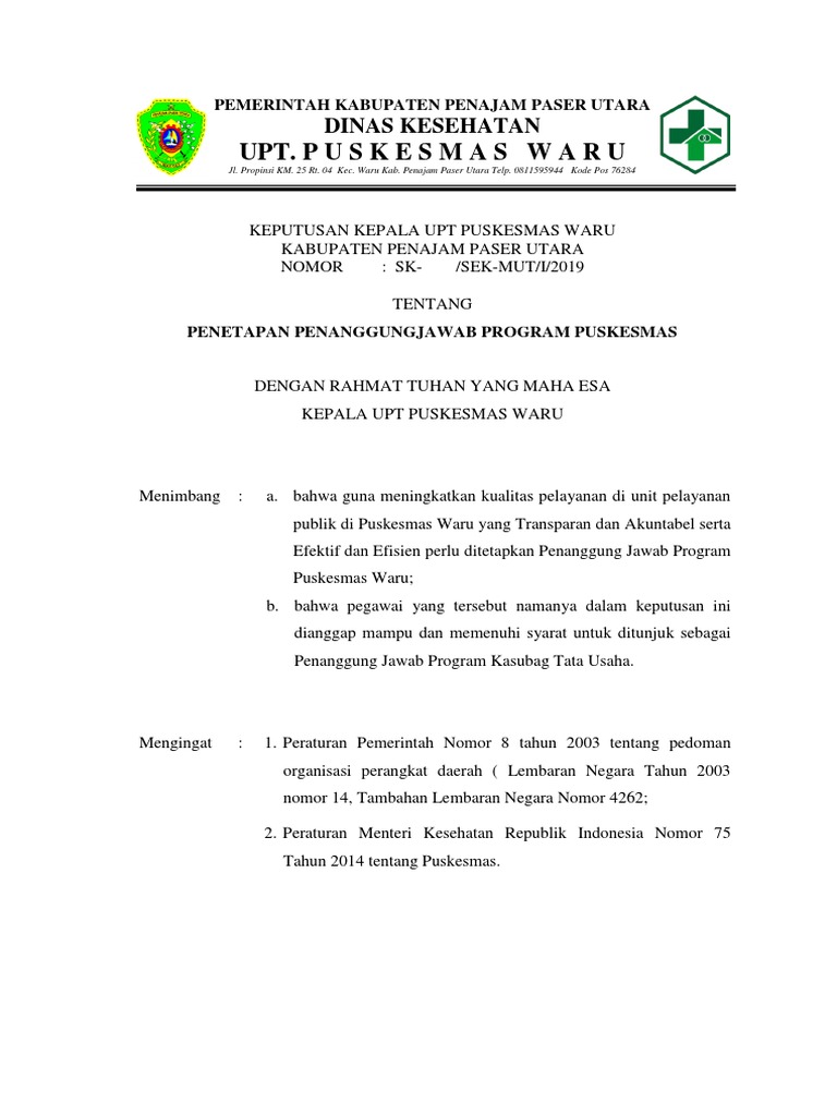 2.3.1.2 Penetapan Upaya Dan Uraian Tugas | PDF | Pengembangan Diri | Kesehatan Holistik