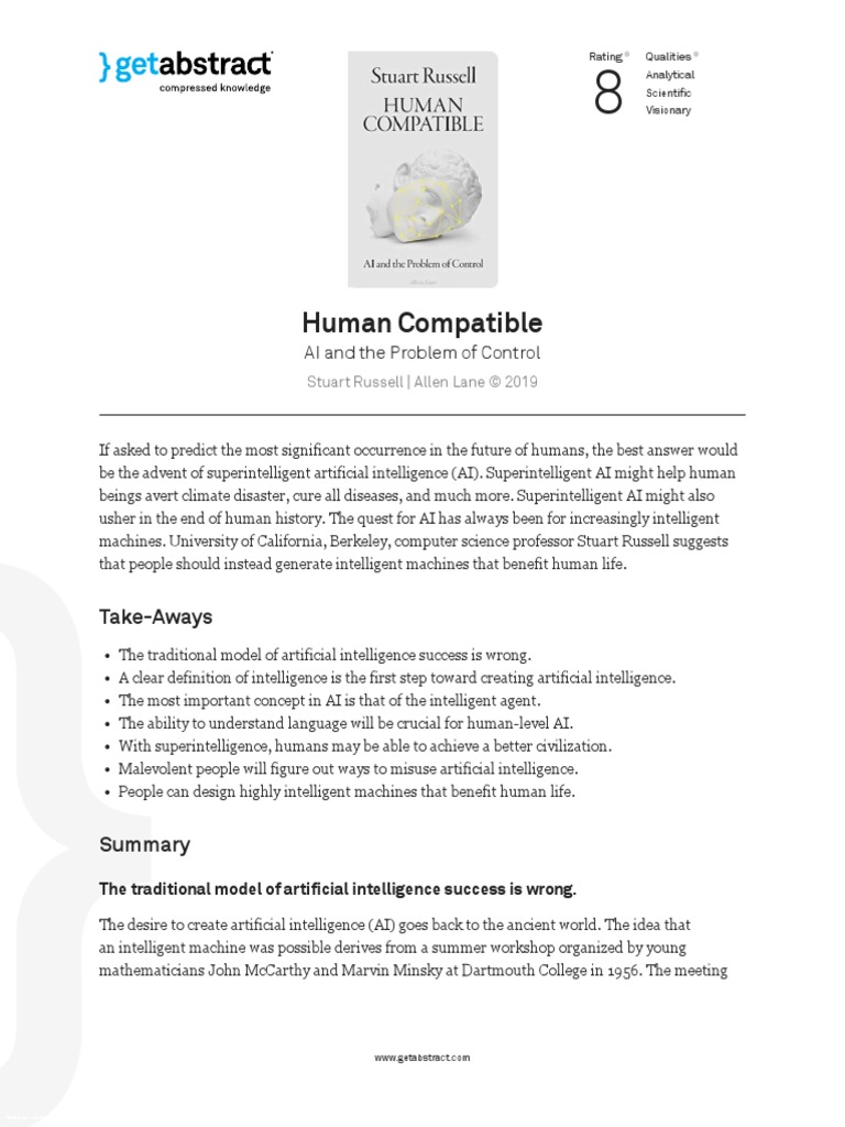 Human Compatible | PDF | Artificial Intelligence | Intelligence (AI ...