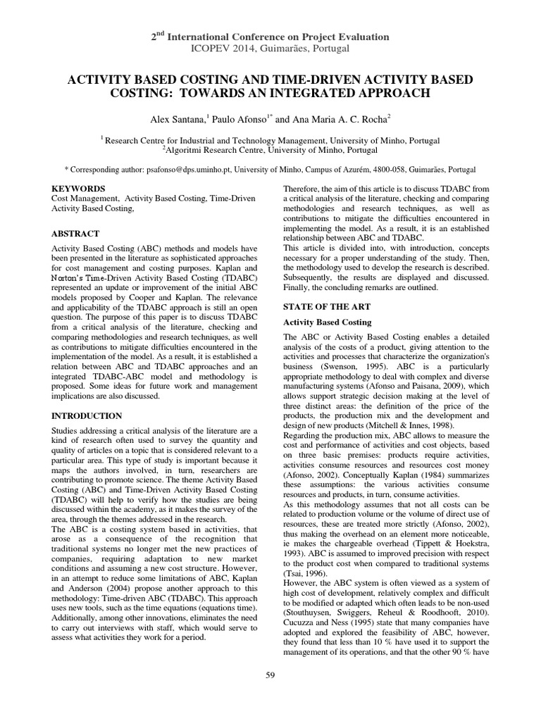 Activity Based Costing and Time-Driven A PDF | PDF | Mathematical Model ...