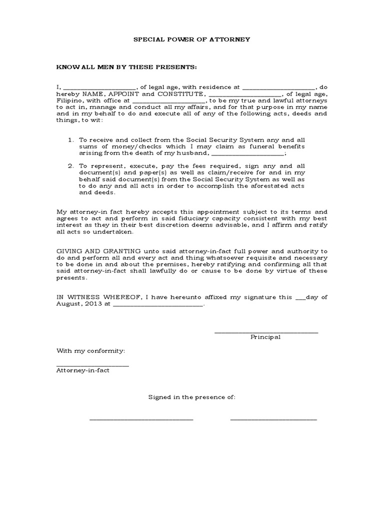 Spa Sss Claim | PDF | Power Of Attorney | Notary Public