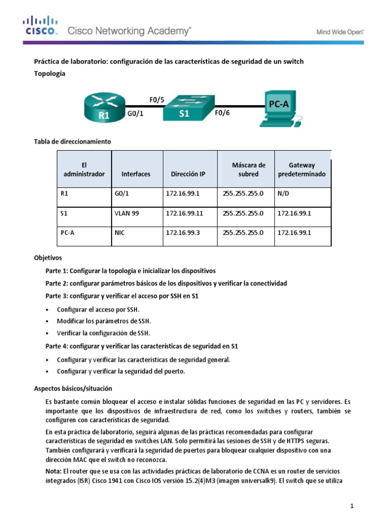 5.2.2.9 - Configuring Switch Security Features Ob | PDF | Enrutador (Computación) | Conmutador ...